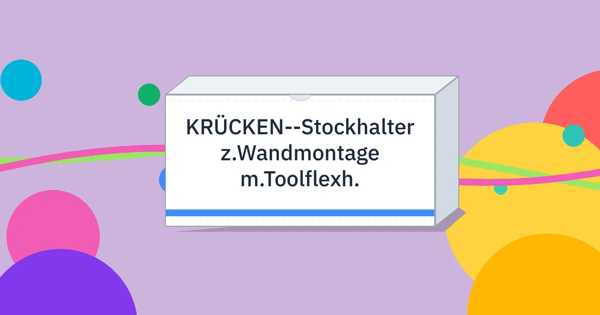 Symbolbild: Packung mit der Aufschrift KRÜCKEN--Stockhalter z.Wandmontage m.Toolflexh. (PZN 09609300) – Verfügbarkeit und Bezug in Apotheken in Frankfurt am Main
