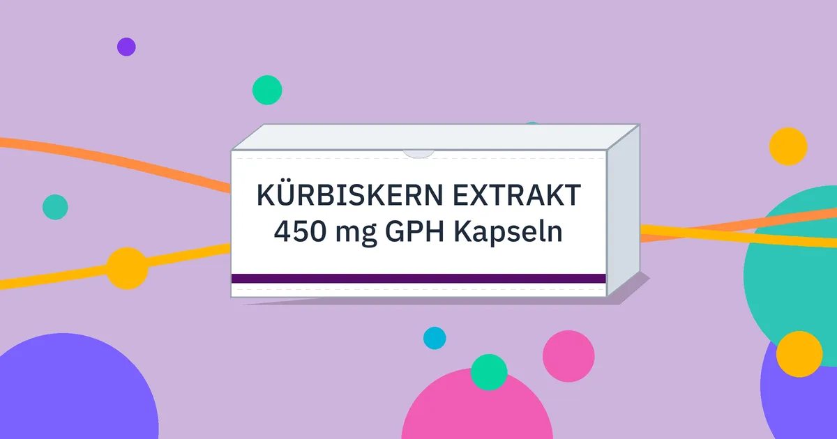 Symbolbild: Packung mit der Aufschrift KÜRBISKERN EXTRAKT 450 mg GPH Kapseln (PZN 13425818) – Verfügbarkeit und Bezug in Apotheken in Frankfurt am Main
