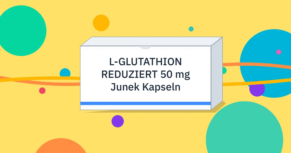 Symbolbild: Packung mit der Aufschrift L-GLUTATHION REDUZIERT 50 mg Junek Kapseln (PZN 09786048) – Verfügbarkeit und Bezug in Apotheken in Frankfurt am Main