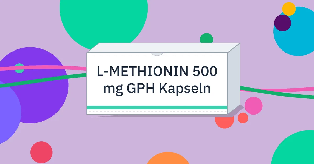 Symbolbild: Packung mit der Aufschrift L-METHIONIN 500 mg GPH Kapseln (PZN 08403996) – Verfügbarkeit und Bezug in Apotheken in Frankfurt am Main