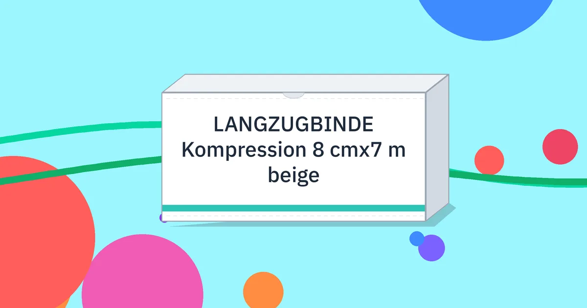 Symbolbild: Packung mit der Aufschrift LANGZUGBINDE Kompression 8 cmx7 m beige (PZN 17561814) – Verfügbarkeit und Bezug in Apotheken in Frankfurt am Main