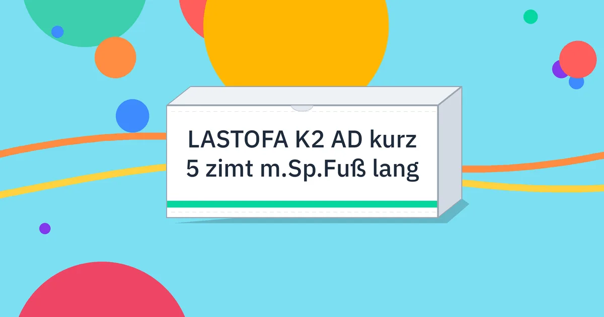 Symbolbild: Packung mit der Aufschrift LASTOFA K2 AD kurz 5 zimt m.Sp.Fuß lang (PZN 13800966) – Verfügbarkeit und Bezug in Apotheken in Frankfurt am Main