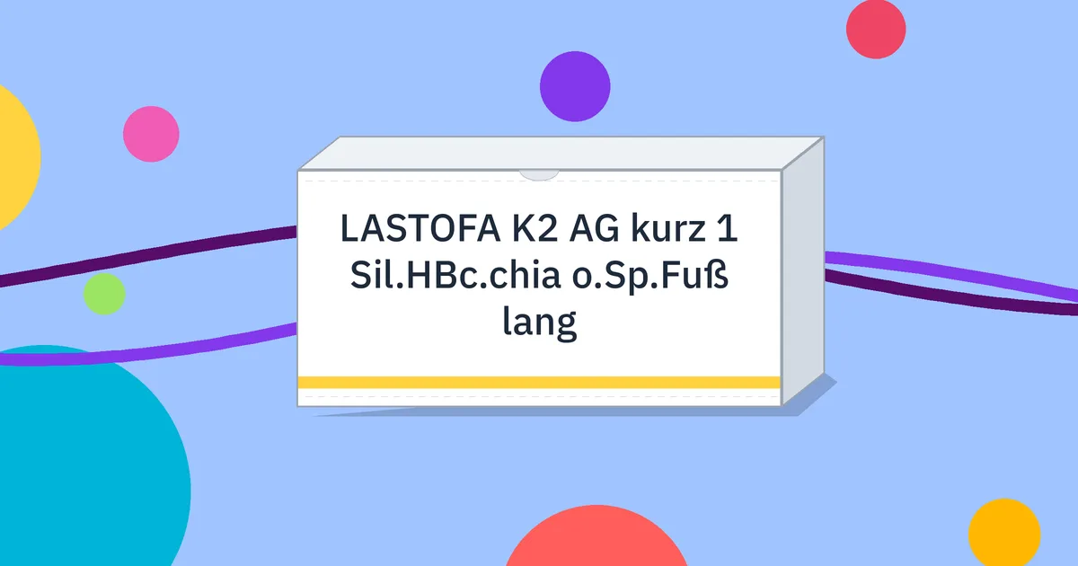 Symbolbild: Packung mit der Aufschrift LASTOFA K2 AG kurz 1 Sil.HBc.chia o.Sp.Fuß lang (PZN 14149148) – Verfügbarkeit und Bezug in Apotheken in Frankfurt am Main