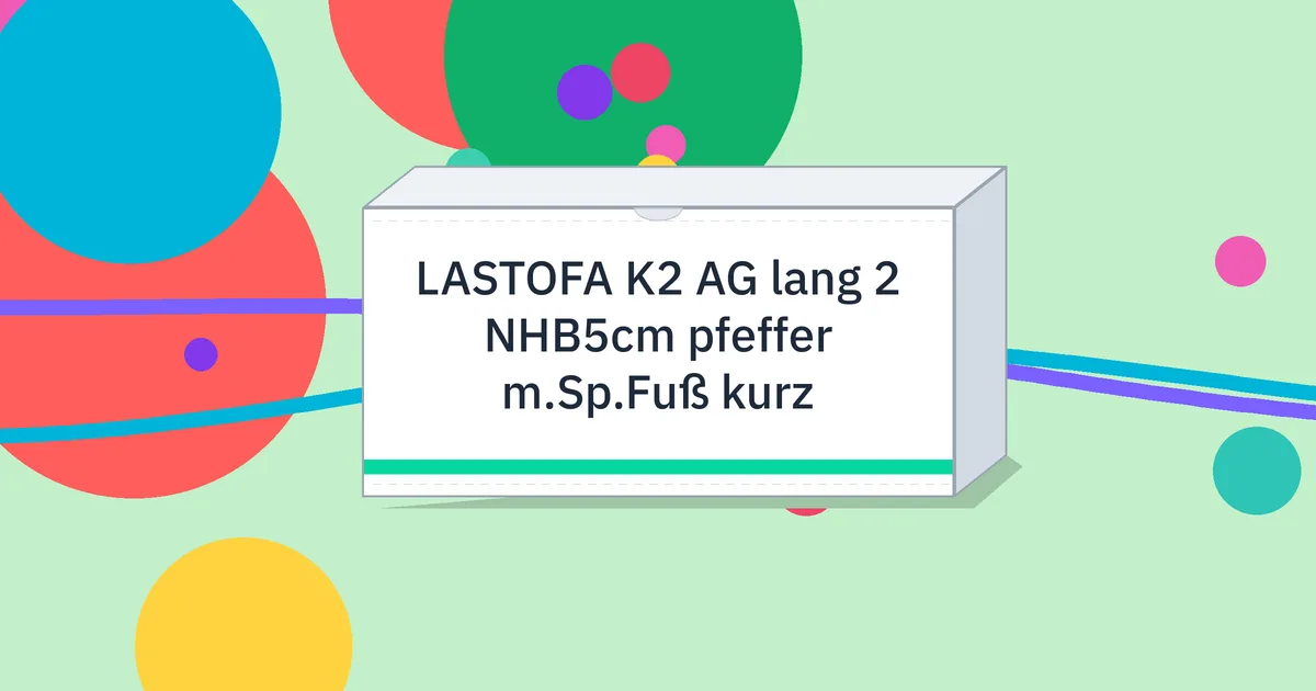 Symbolbild: Packung mit der Aufschrift LASTOFA K2 AG lang 2 NHB5cm pfeffer m.Sp.Fuß kurz (PZN 13803574) – Verfügbarkeit und Bezug in Apotheken in Frankfurt am Main