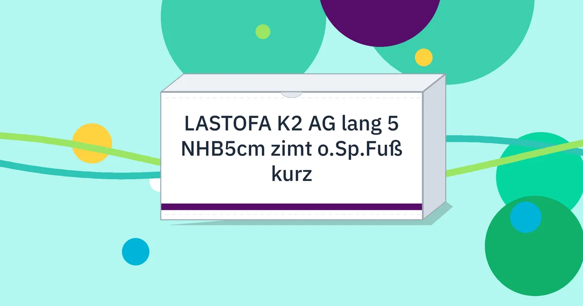 Symbolbild: Packung mit der Aufschrift LASTOFA K2 AG lang 5 NHB5cm zimt o.Sp.Fuß kurz (PZN 13806271) – Verfügbarkeit und Bezug in Apotheken in Frankfurt am Main