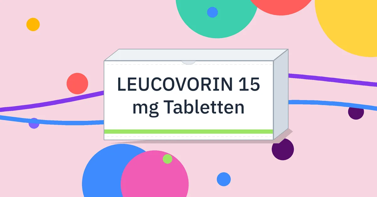 Symbolbild: Packung mit der Aufschrift LEUCOVORIN 15 mg Tabletten (PZN 04493100) – Verfügbarkeit und Bezug in Apotheken in Frankfurt am Main