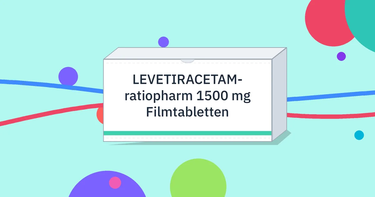 Symbolbild: Packung mit der Aufschrift LEVETIRACETAM-ratiopharm 1500 mg Filmtabletten (PZN 14310388) – Verfügbarkeit und Bezug in Apotheken in Frankfurt am Main