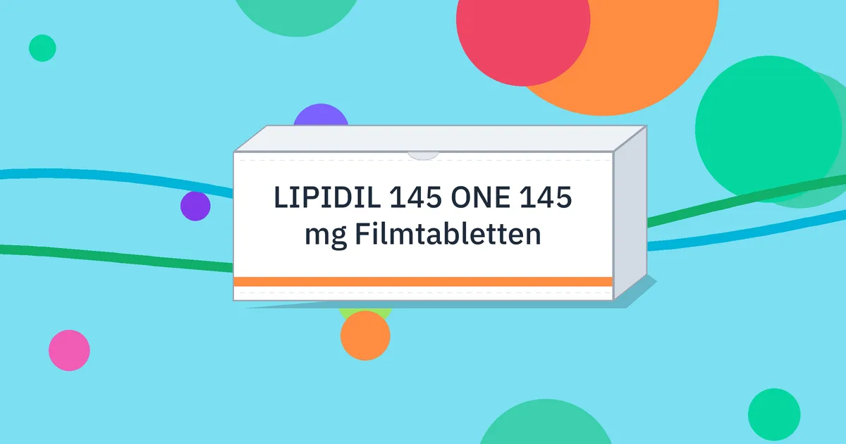 Symbolbild: Packung mit der Aufschrift LIPIDIL 145 ONE 145 mg Filmtabletten (PZN 06152308) – Verfügbarkeit und Bezug in Apotheken in Frankfurt am Main