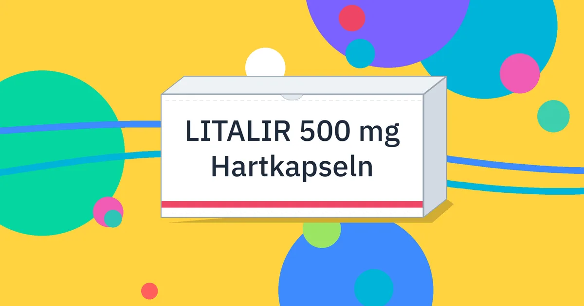 Symbolbild: Packung mit der Aufschrift LITALIR 500 mg Hartkapseln (PZN 09275632) – Verfügbarkeit und Bezug in Apotheken in Frankfurt am Main