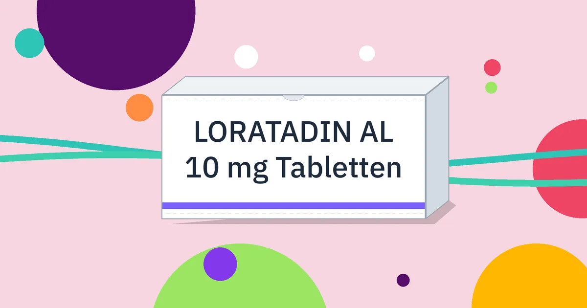 Symbolbild: Packung mit der Aufschrift LORATADIN AL 10 mg Tabletten (PZN 01653945) – Verfügbarkeit und Bezug in Apotheken in Frankfurt am Main