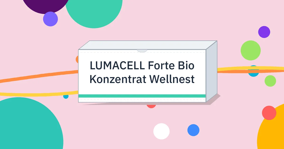 Symbolbild: Packung mit der Aufschrift LUMACELL Forte Bio Konzentrat Wellnest (PZN 08458649) – Verfügbarkeit und Bezug in Apotheken in Frankfurt am Main
