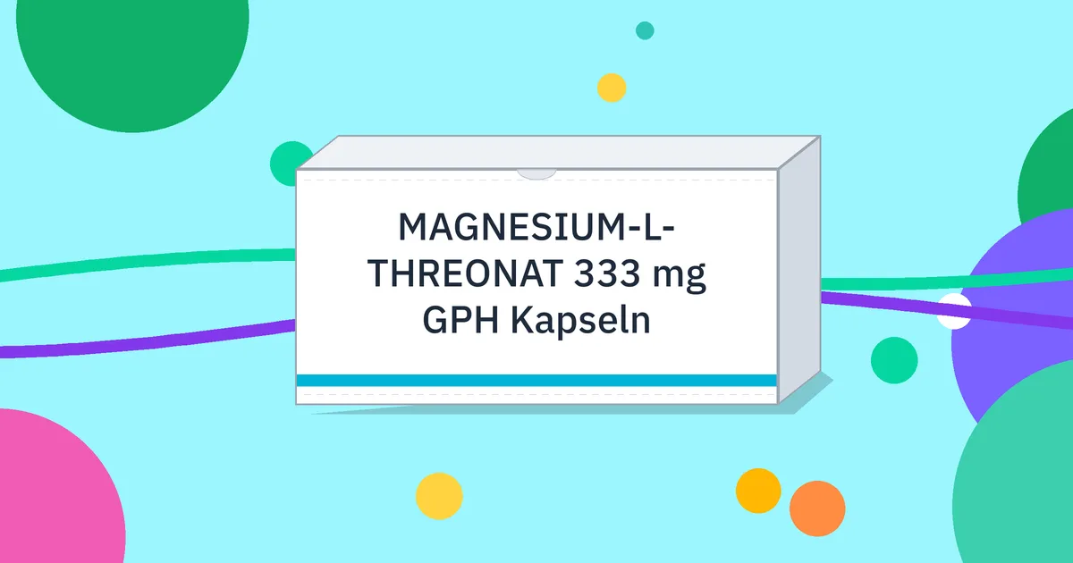 Symbolbild: Packung mit der Aufschrift MAGNESIUM-L-THREONAT 333 mg GPH Kapseln (PZN 19954512) – Verfügbarkeit und Bezug in Apotheken in Frankfurt am Main