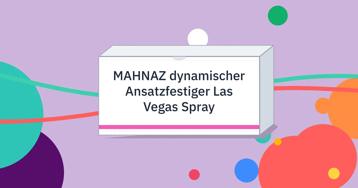 Symbolbild: Packung mit der Aufschrift MAHNAZ dynamischer Ansatzfestiger Las Vegas Spray (PZN 16139007) – Verfügbarkeit und Bezug in Apotheken in Frankfurt am Main