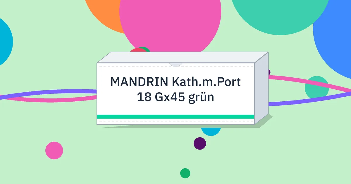 Symbolbild: Packung mit der Aufschrift MANDRIN Kath.m.Port 18 Gx45 grün (PZN 01180180) – Verfügbarkeit und Bezug in Apotheken in Frankfurt am Main