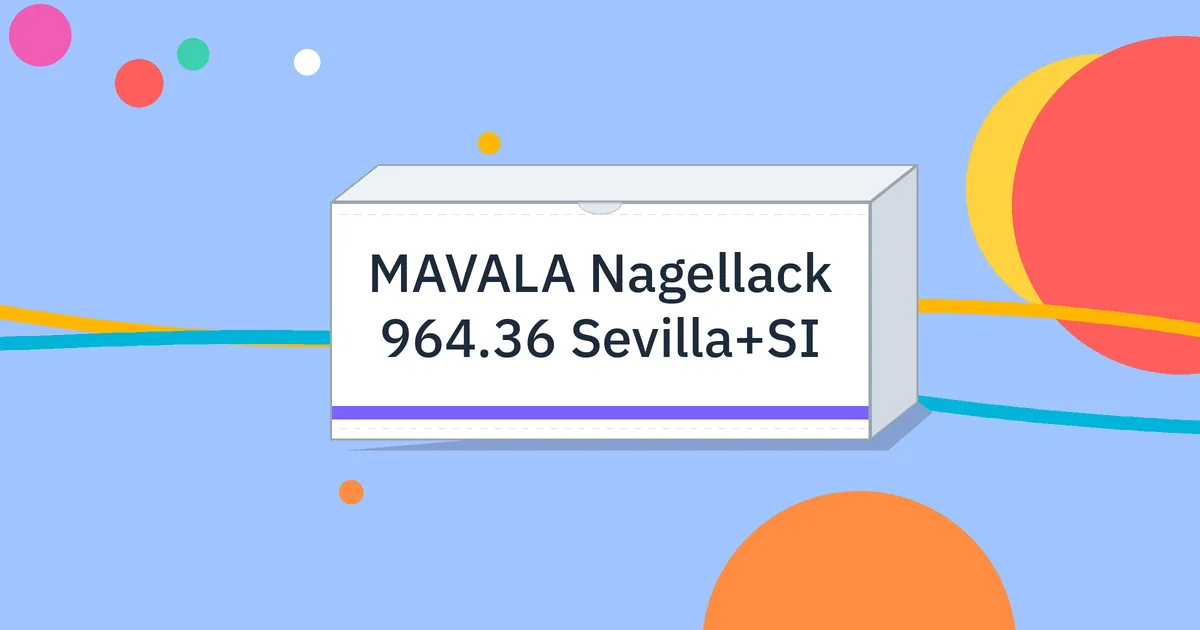 Symbolbild: Packung mit der Aufschrift MAVALA Nagellack 964.36 Sevilla+SI (PZN 18298626) – Verfügbarkeit und Bezug in Apotheken in Frankfurt am Main