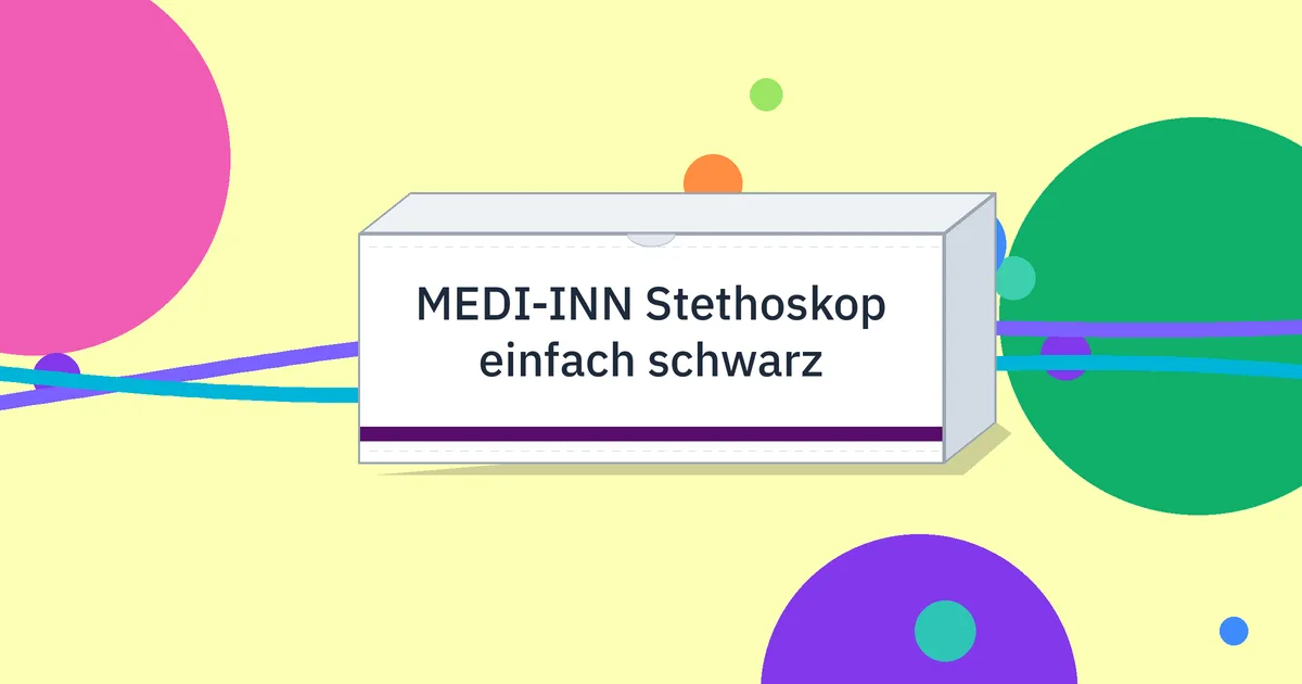 Symbolbild: Packung mit der Aufschrift MEDI-INN Stethoskop einfach schwarz (PZN 18657901) – Verfügbarkeit und Bezug in Apotheken in Frankfurt am Main