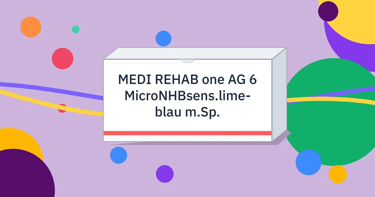 Symbolbild: Packung mit der Aufschrift MEDI REHAB one AG 6 MicroNHBsens.lime-blau m.Sp. (PZN 18898409) – Verfügbarkeit und Bezug in Apotheken in Frankfurt am Main
