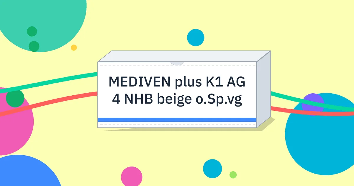 Symbolbild: Packung mit der Aufschrift MEDIVEN plus K1 AG 4 NHB beige o.Sp.vg (PZN 15922254) – Verfügbarkeit und Bezug in Apotheken in Frankfurt am Main