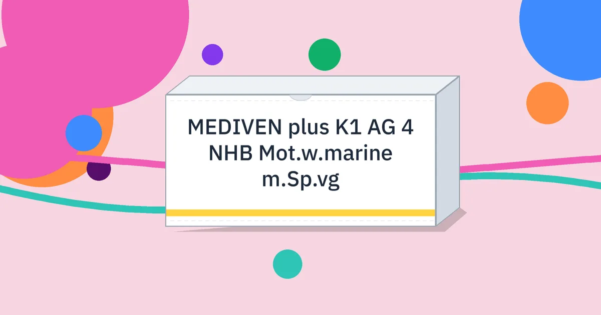 Symbolbild: Packung mit der Aufschrift MEDIVEN plus K1 AG 4 NHB Mot.w.marine m.Sp.vg (PZN 15920887) – Verfügbarkeit und Bezug in Apotheken in Frankfurt am Main