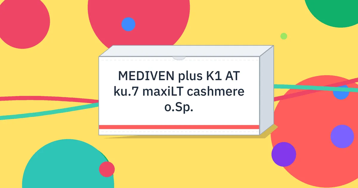 Symbolbild: Packung mit der Aufschrift MEDIVEN plus K1 AT ku.7 maxiLT cashmere o.Sp. (PZN 15069055) – Verfügbarkeit und Bezug in Apotheken in Frankfurt am Main