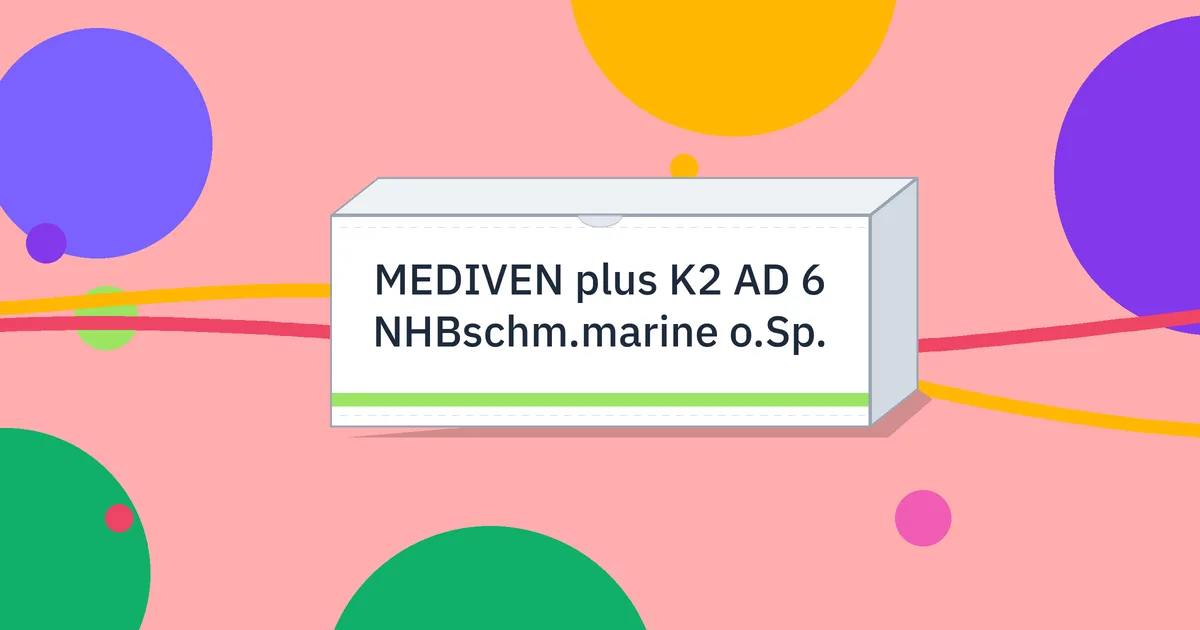 Symbolbild: Packung mit der Aufschrift MEDIVEN plus K2 AD 6 NHBschm.marine o.Sp. (PZN 15938953) – Verfügbarkeit und Bezug in Apotheken in Frankfurt am Main