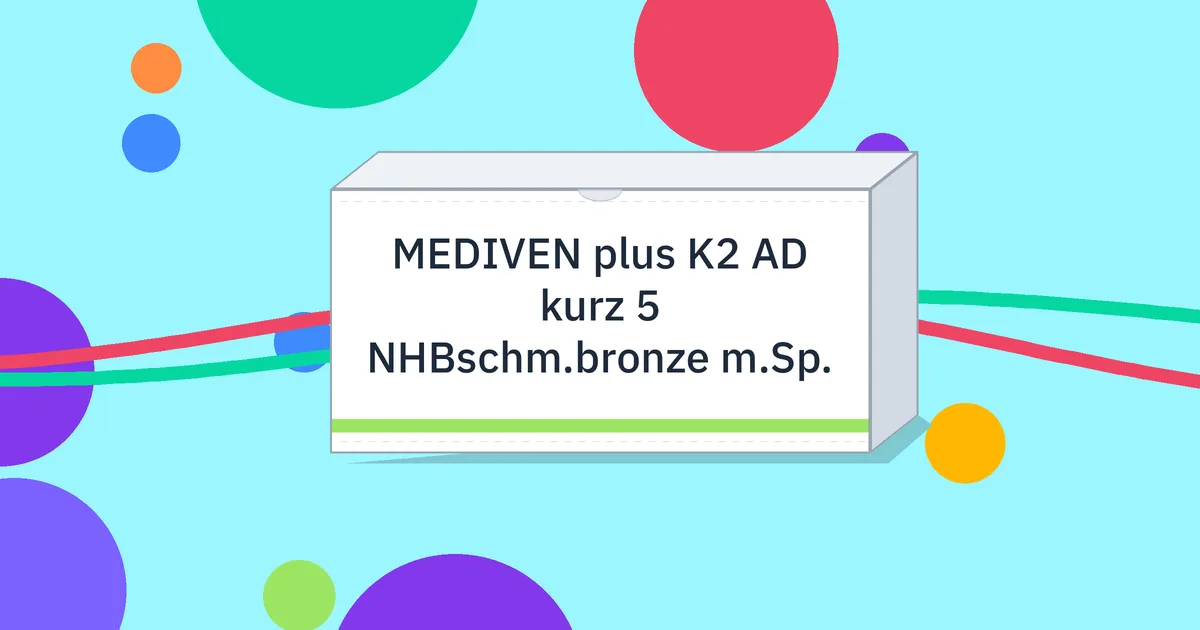 Symbolbild: Packung mit der Aufschrift MEDIVEN plus K2 AD kurz 5 NHBschm.bronze m.Sp. (PZN 15926967) – Verfügbarkeit und Bezug in Apotheken in Frankfurt am Main