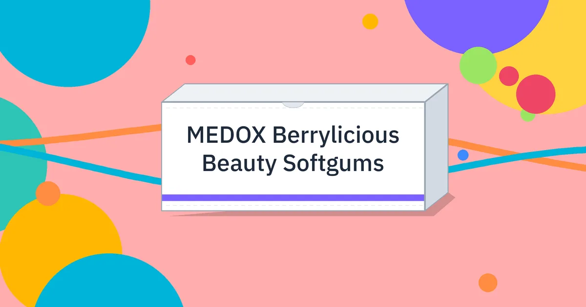 Symbolbild: Packung mit der Aufschrift MEDOX Berrylicious Beauty Softgums (PZN 18456686) – Verfügbarkeit und Bezug in Apotheken in Frankfurt am Main
