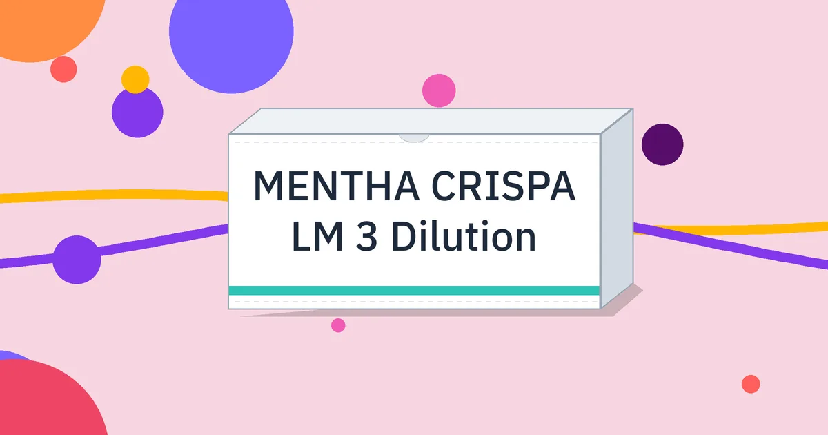 Symbolbild: Packung mit der Aufschrift MENTHA CRISPA LM 3 Dilution (PZN 13603651) – Verfügbarkeit und Bezug in Apotheken in Frankfurt am Main