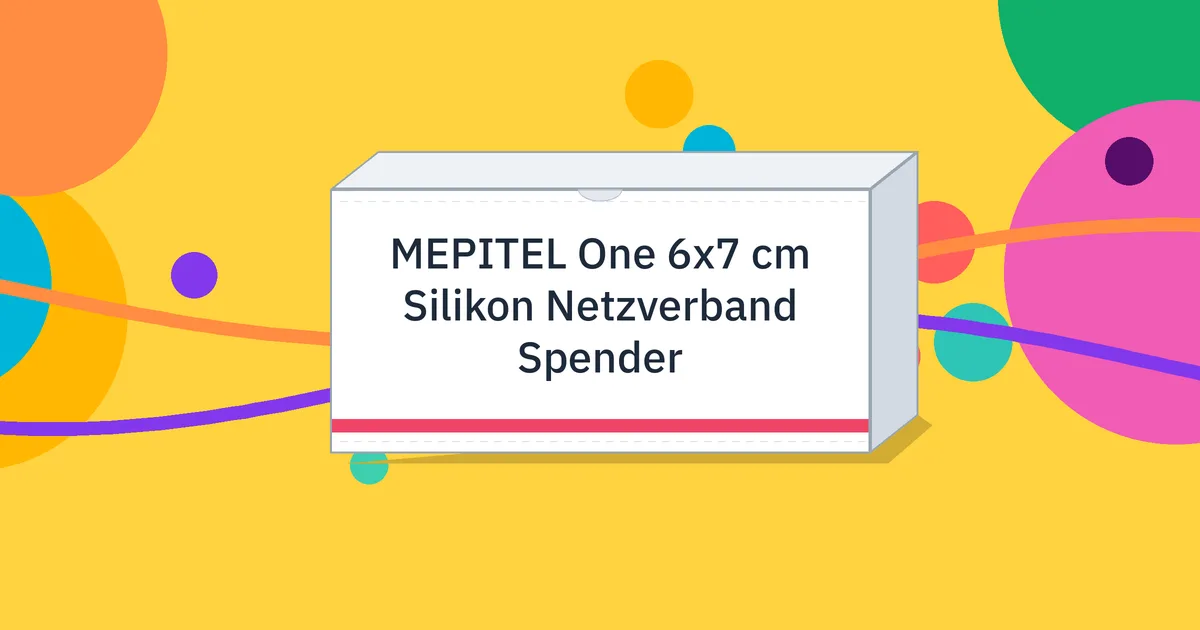 Symbolbild: Packung mit der Aufschrift MEPITEL One 6x7 cm Silikon Netzverband Spender (PZN 16261079) – Verfügbarkeit und Bezug in Apotheken in Frankfurt am Main