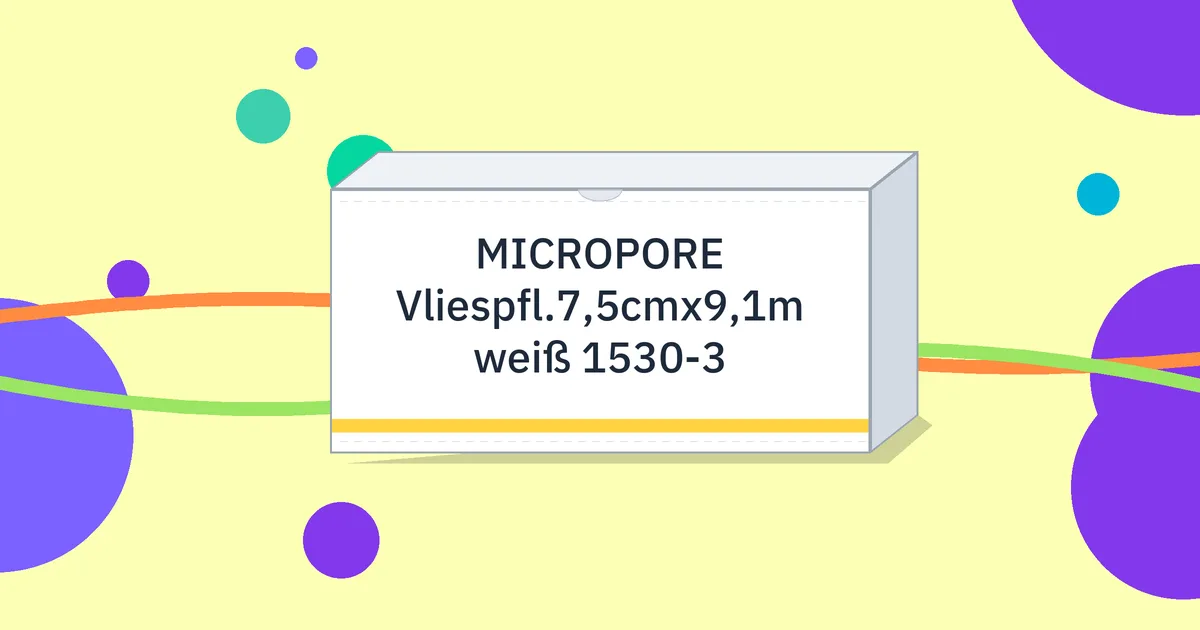 Symbolbild: Packung mit der Aufschrift MICROPORE Vliespfl.7,5cmx9,1m weiß 1530-3 (PZN 03187772) – Verfügbarkeit und Bezug in Apotheken in Frankfurt am Main