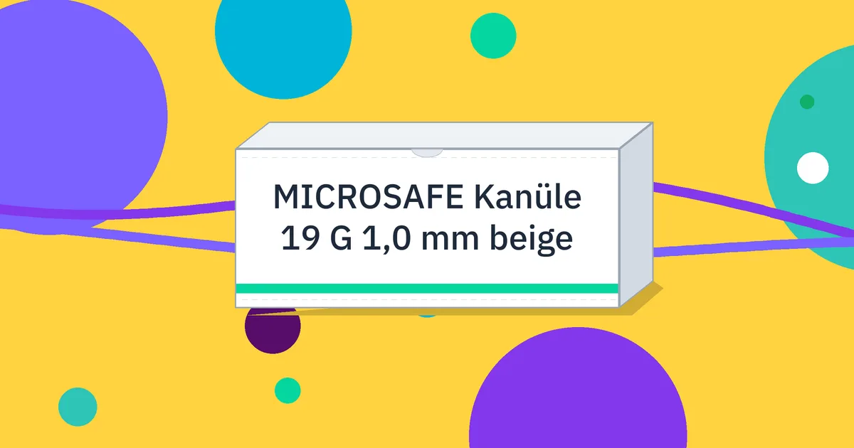 Symbolbild: Packung mit der Aufschrift MICROSAFE Kanüle 19 G 1,0 mm beige (PZN 00899420) – Verfügbarkeit und Bezug in Apotheken in Frankfurt am Main