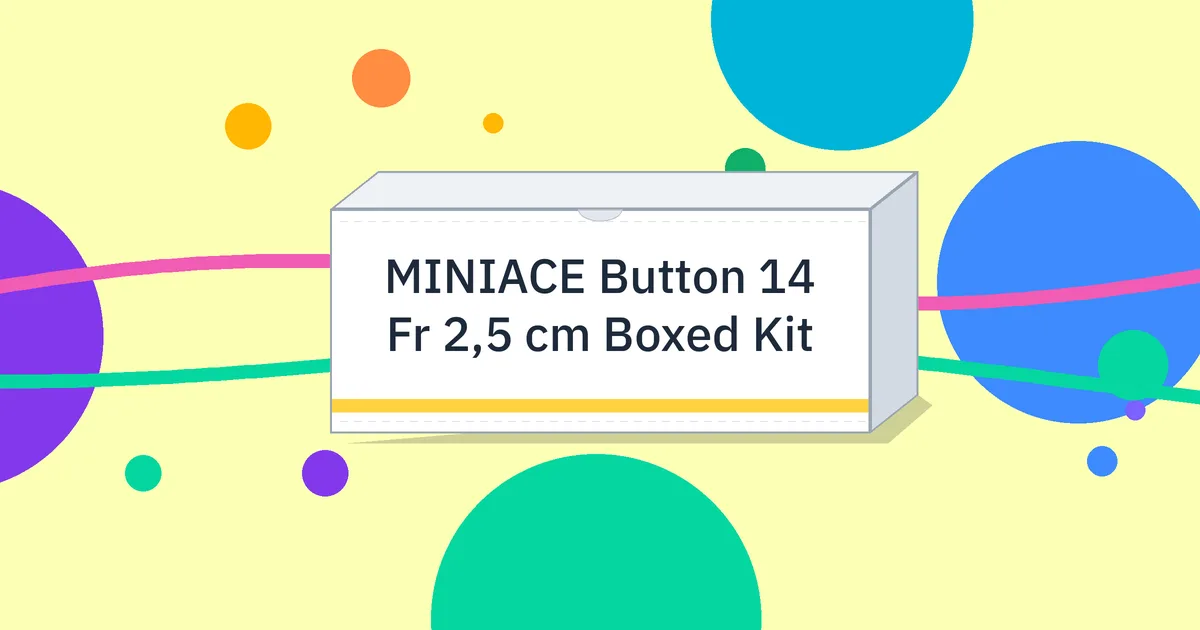 Symbolbild: Packung mit der Aufschrift MINIACE Button 14 Fr 2,5 cm Boxed Kit (PZN 16954049) – Verfügbarkeit und Bezug in Apotheken in Frankfurt am Main
