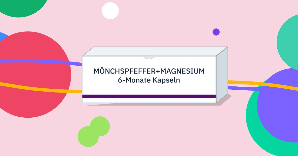 Symbolbild: Packung mit der Aufschrift MÖNCHSPFEFFER+MAGNESIUM 6-Monate Kapseln (PZN 20317785) – Verfügbarkeit und Bezug in Apotheken in Frankfurt am Main