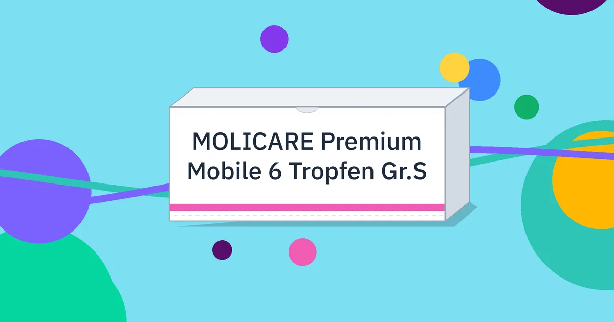 Symbolbild: Packung mit der Aufschrift MOLICARE Premium Mobile 6 Tropfen Gr.S (PZN 17936438) – Verfügbarkeit und Bezug in Apotheken in Frankfurt am Main