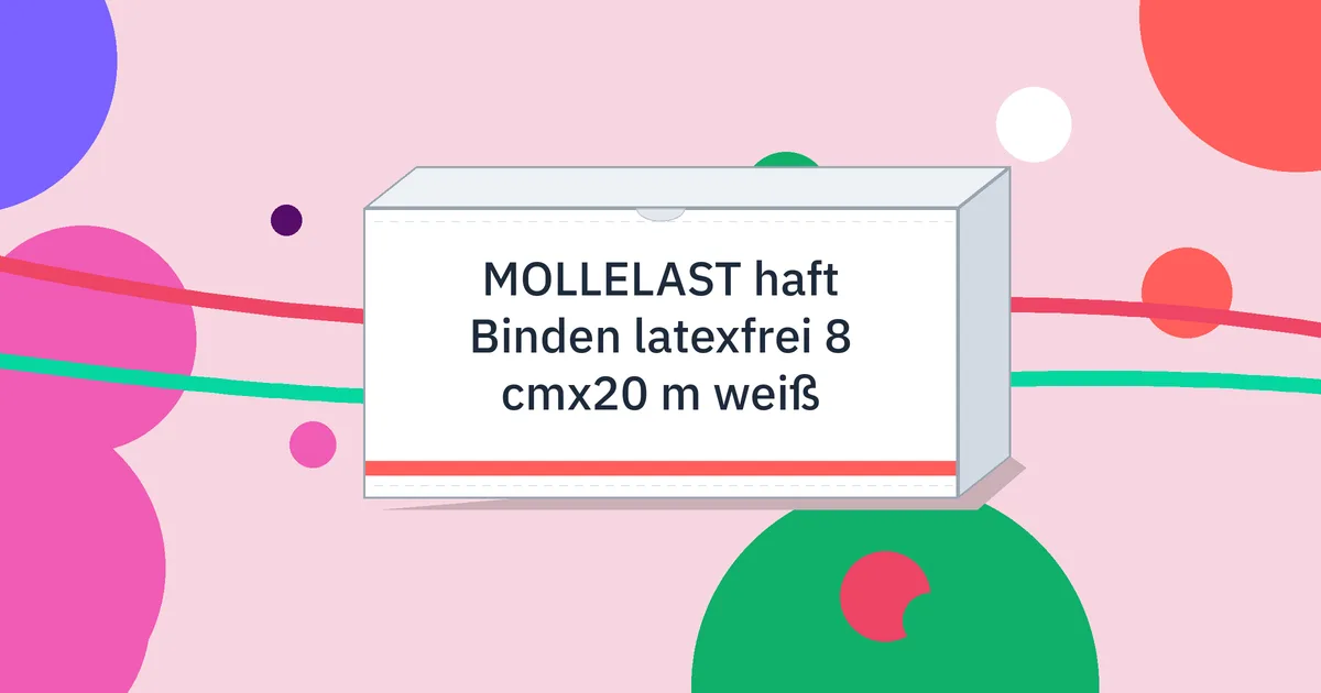 Symbolbild: Packung mit der Aufschrift MOLLELAST haft Binden latexfrei 8 cmx20 m weiß (PZN 09885945) – Verfügbarkeit und Bezug in Apotheken in Frankfurt am Main