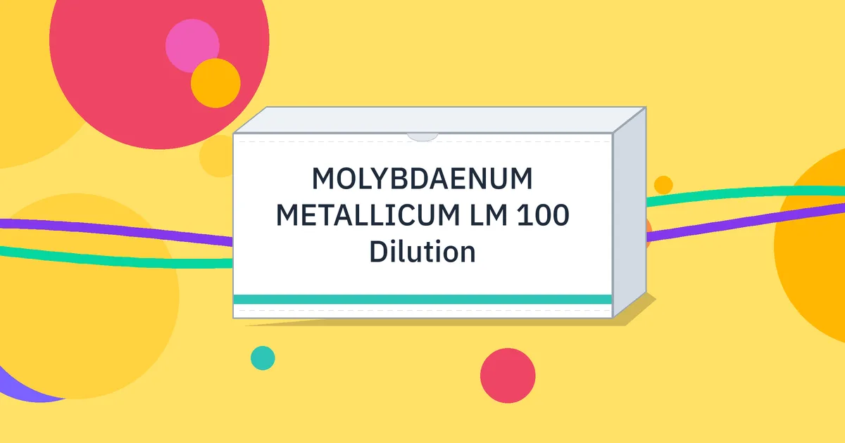 Symbolbild: Packung mit der Aufschrift MOLYBDAENUM METALLICUM LM 100 Dilution (PZN 13610094) – Verfügbarkeit und Bezug in Apotheken in Frankfurt am Main