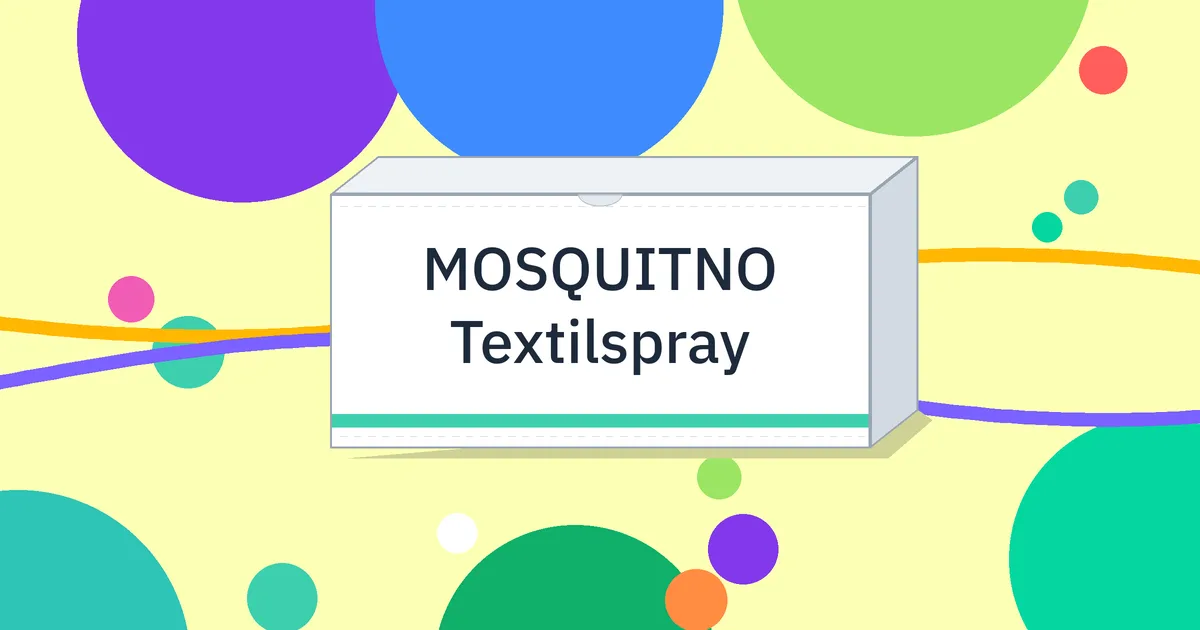 Symbolbild: Packung mit der Aufschrift MOSQUITNO Textilspray (PZN 11098427) – Verfügbarkeit und Bezug in Apotheken in Frankfurt am Main