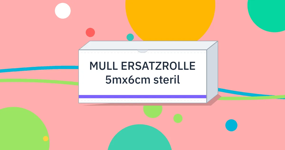 Symbolbild: Packung mit der Aufschrift MULL ERSATZROLLE 5mx6cm steril (PZN 01721747) – Verfügbarkeit und Bezug in Apotheken in Frankfurt am Main