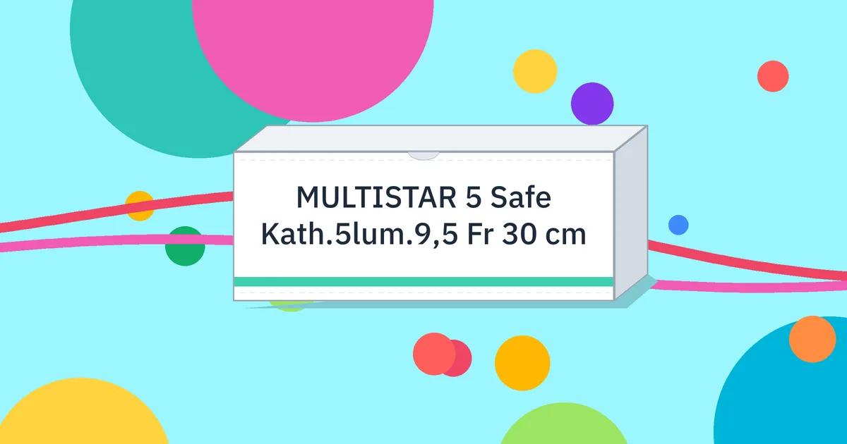 Symbolbild: Packung mit der Aufschrift MULTISTAR 5 Safe Kath.5lum.9,5 Fr 30 cm (PZN 10304126) – Verfügbarkeit und Bezug in Apotheken in Frankfurt am Main