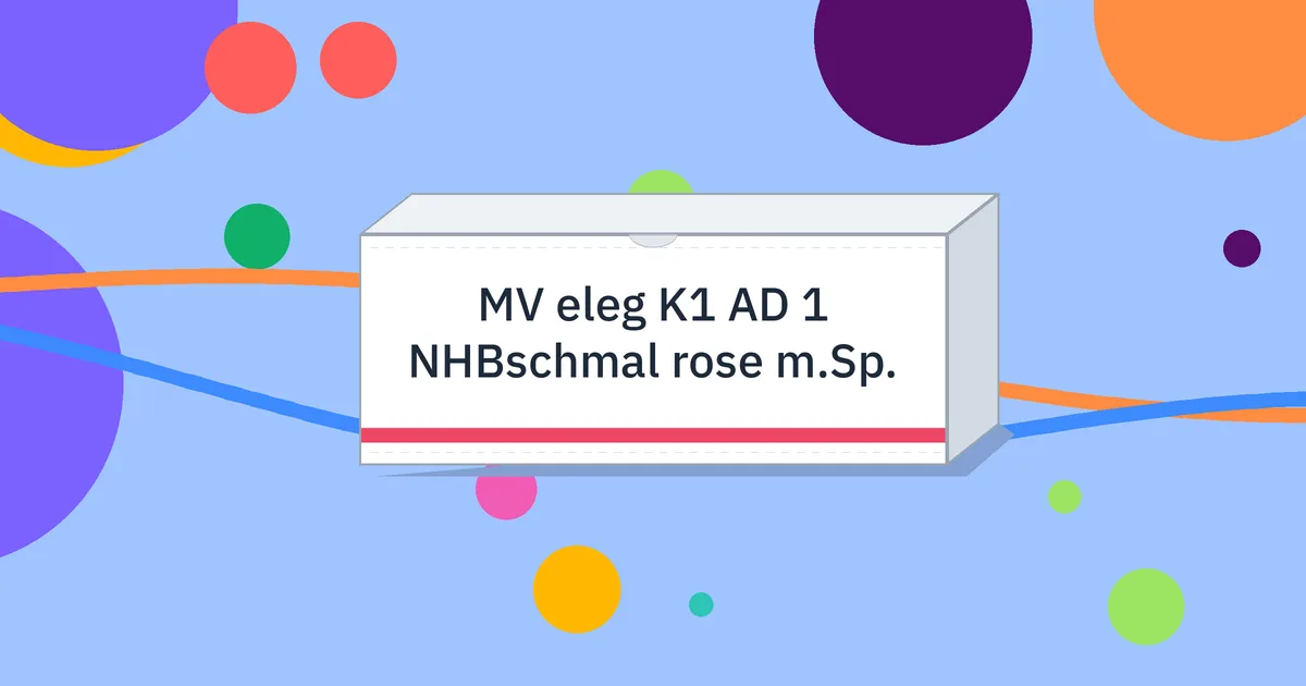 Symbolbild: Packung mit der Aufschrift MV eleg K1 AD 1 NHBschmal rose m.Sp. (PZN 15673325) – Verfügbarkeit und Bezug in Apotheken in Frankfurt am Main