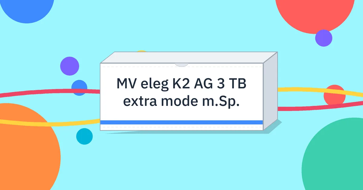 Symbolbild: Packung mit der Aufschrift MV eleg K2 AG 3 TB extra mode m.Sp. (PZN 09876521) – Verfügbarkeit und Bezug in Apotheken in Frankfurt am Main