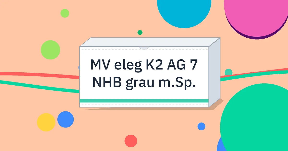 Symbolbild: Packung mit der Aufschrift MV eleg K2 AG 7 NHB grau m.Sp. (PZN 18928926) – Verfügbarkeit und Bezug in Apotheken in Frankfurt am Main