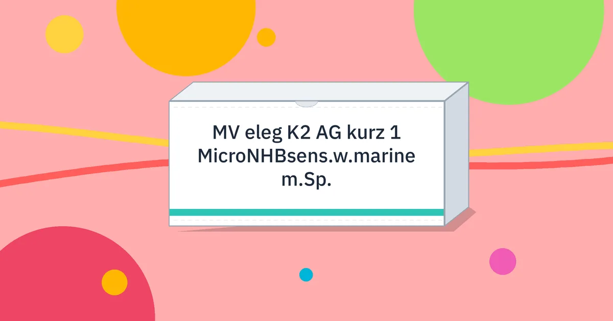 Symbolbild: Packung mit der Aufschrift MV eleg K2 AG kurz 1 MicroNHBsens.w.marine m.Sp. (PZN 15711764) – Verfügbarkeit und Bezug in Apotheken in Frankfurt am Main