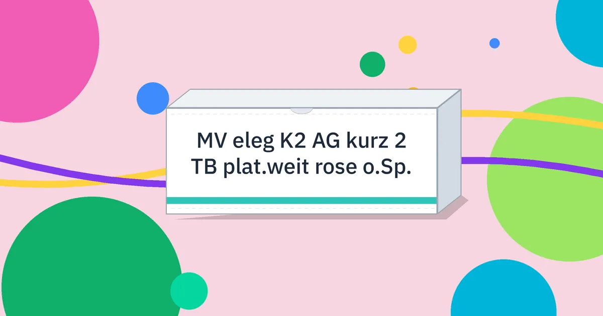 Symbolbild: Packung mit der Aufschrift MV eleg K2 AG kurz 2 TB plat.weit rose o.Sp. (PZN 14696560) – Verfügbarkeit und Bezug in Apotheken in Frankfurt am Main