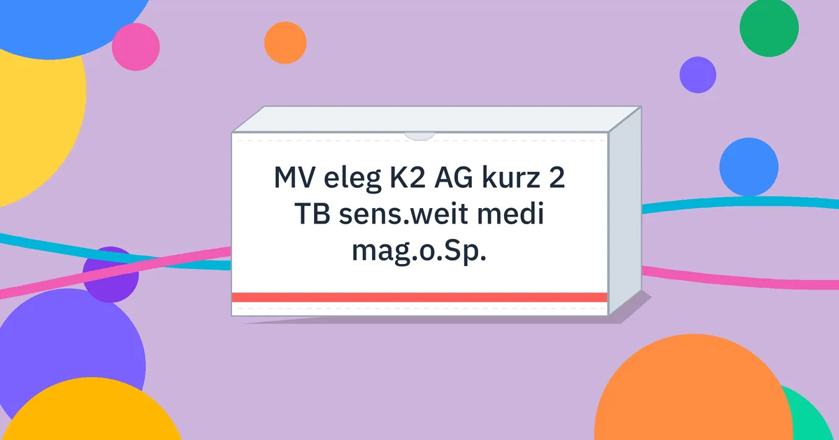 Symbolbild: Packung mit der Aufschrift MV eleg K2 AG kurz 2 TB sens.weit medi mag.o.Sp. (PZN 14636664) – Verfügbarkeit und Bezug in Apotheken in Frankfurt am Main