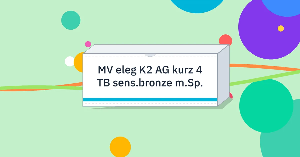Symbolbild: Packung mit der Aufschrift MV eleg K2 AG kurz 4 TB sens.bronze m.Sp. (PZN 14716558) – Verfügbarkeit und Bezug in Apotheken in Frankfurt am Main