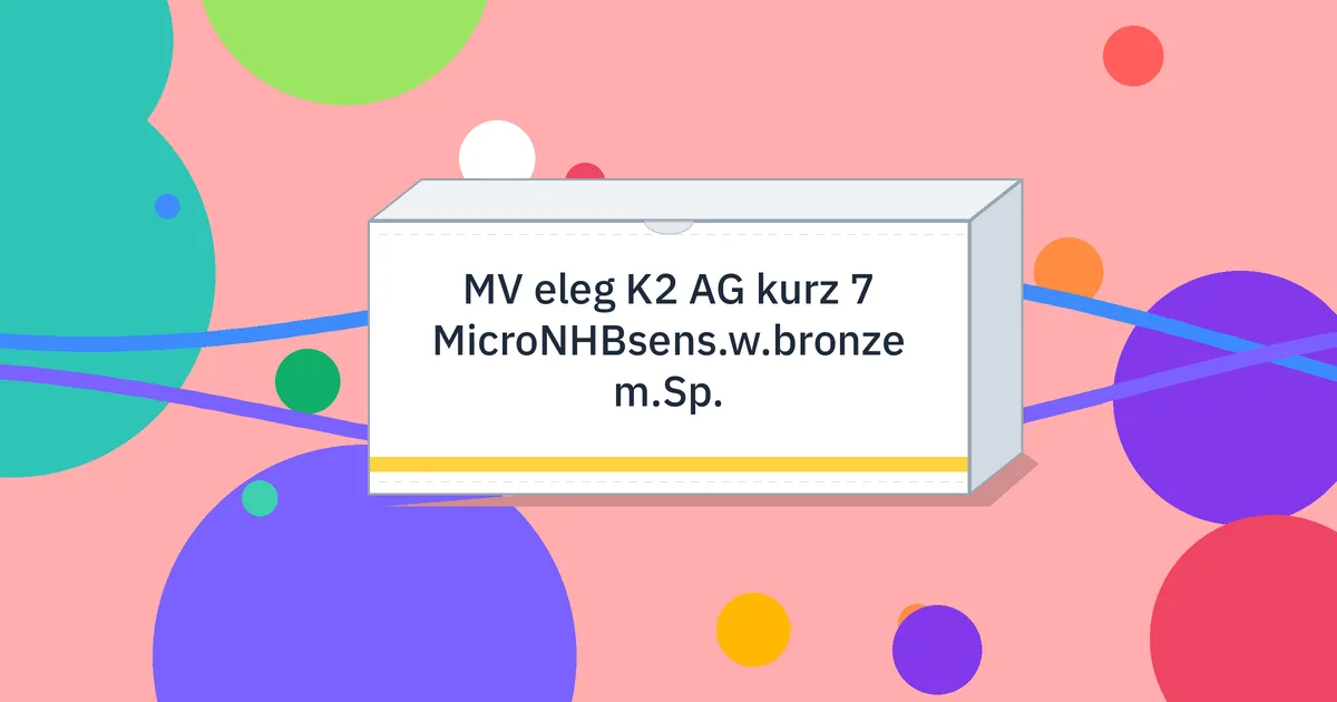 Symbolbild: Packung mit der Aufschrift MV eleg K2 AG kurz 7 MicroNHBsens.w.bronze m.Sp. (PZN 15711439) – Verfügbarkeit und Bezug in Apotheken in Frankfurt am Main