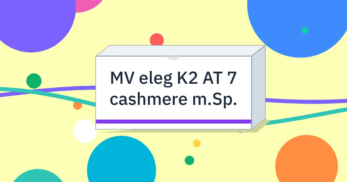 Symbolbild: Packung mit der Aufschrift MV eleg K2 AT 7 cashmere m.Sp. (PZN 15284888) – Verfügbarkeit und Bezug in Apotheken in Frankfurt am Main