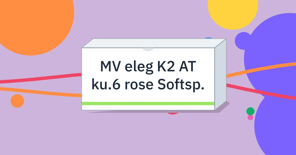 Symbolbild: Packung mit der Aufschrift MV eleg K2 AT ku.6 rose Softsp. (PZN 15288478) – Verfügbarkeit und Bezug in Apotheken in Frankfurt am Main
