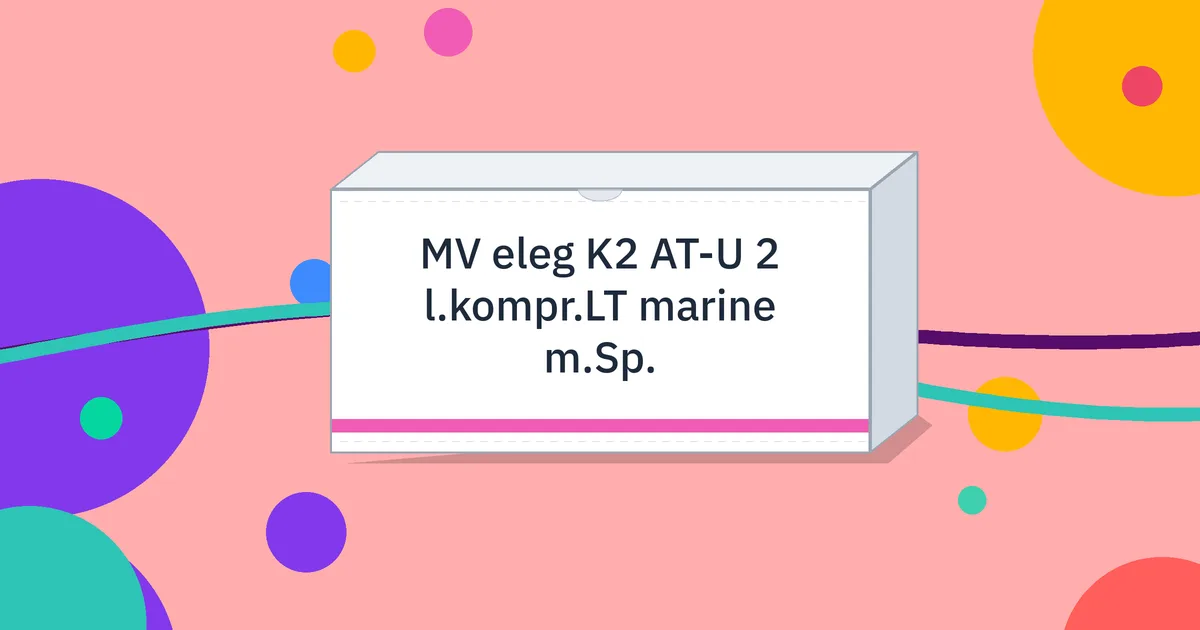 Symbolbild: Packung mit der Aufschrift MV eleg K2 AT-U 2 l.kompr.LT marine m.Sp. (PZN 15289905) – Verfügbarkeit und Bezug in Apotheken in Frankfurt am Main